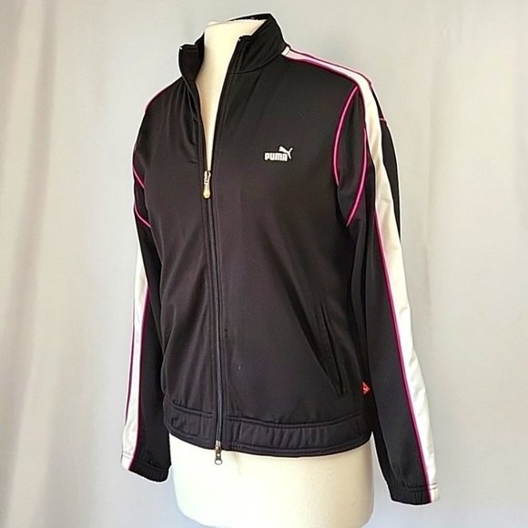 Puma | Tops | Puma Warm Up Track Jacket Black Whitemagenta Size Large ...
